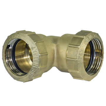 Messing PE Winkel 90° DVGW Edelstahlklemmring / Edelstahlkremmring