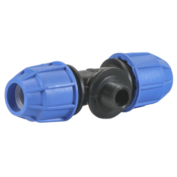 PE T-Stück Typ S16 DVGW Außengewinde / zweiseitig Klemmverbinder