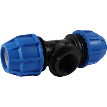 PE T-Stück Typ S16 DVGW Innengewinde / zweiseitig Klemmverbinder