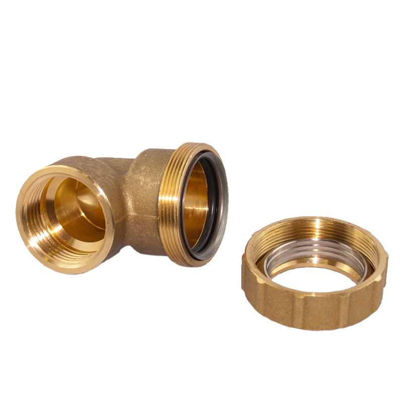Messing PE Winkel 90° DVGW Innengewinde / Edelstahlklemmring