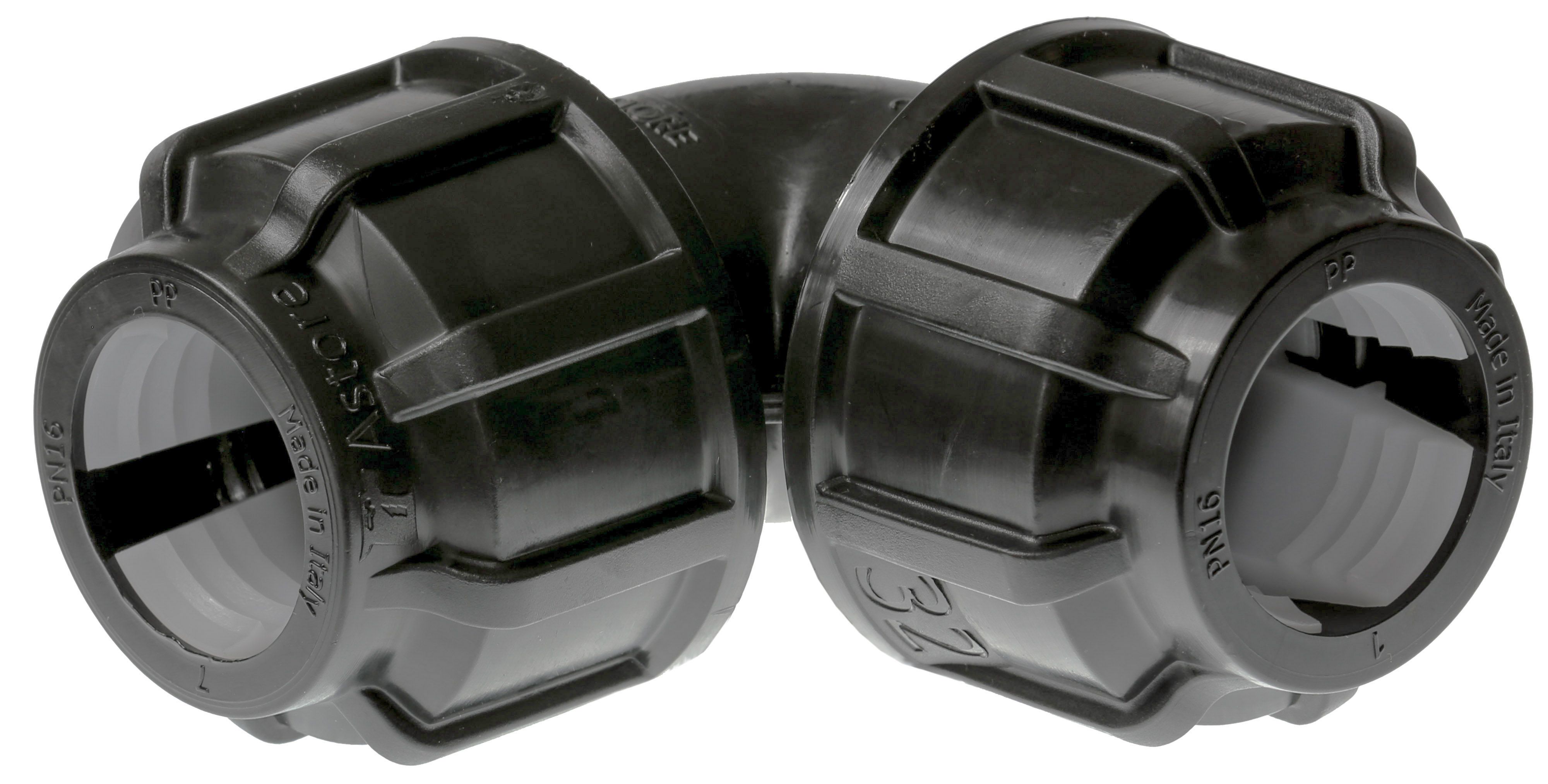 PE Winkel mit beidseitigem Klemmverbinder