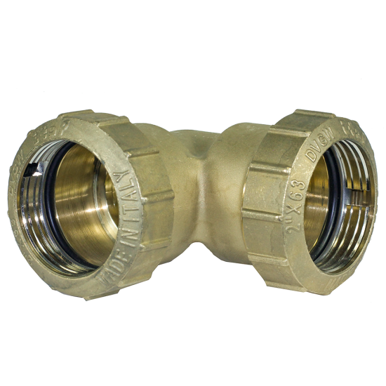 Messing PE Winkel 90° DVGW Edelstahlklemmring / Edelstahlkremmring